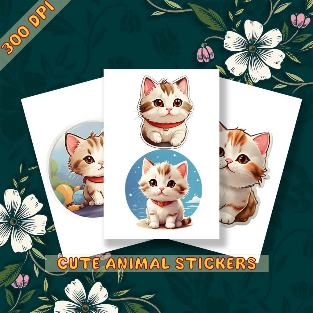 Cute Cat Sticker 4 PNG's - MasterBundles