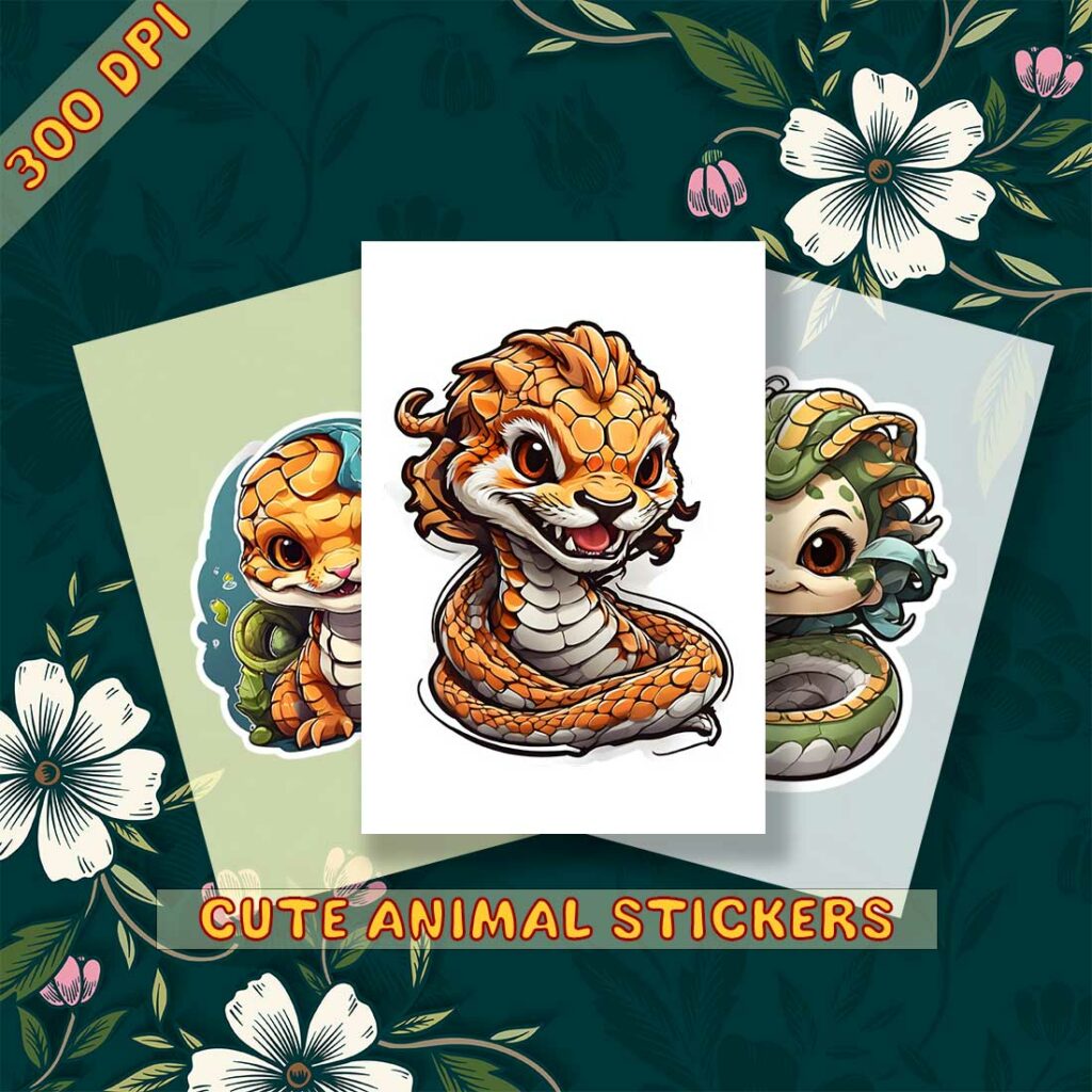 Cute Viper Snake Sticker 3 PNG's - MasterBundles