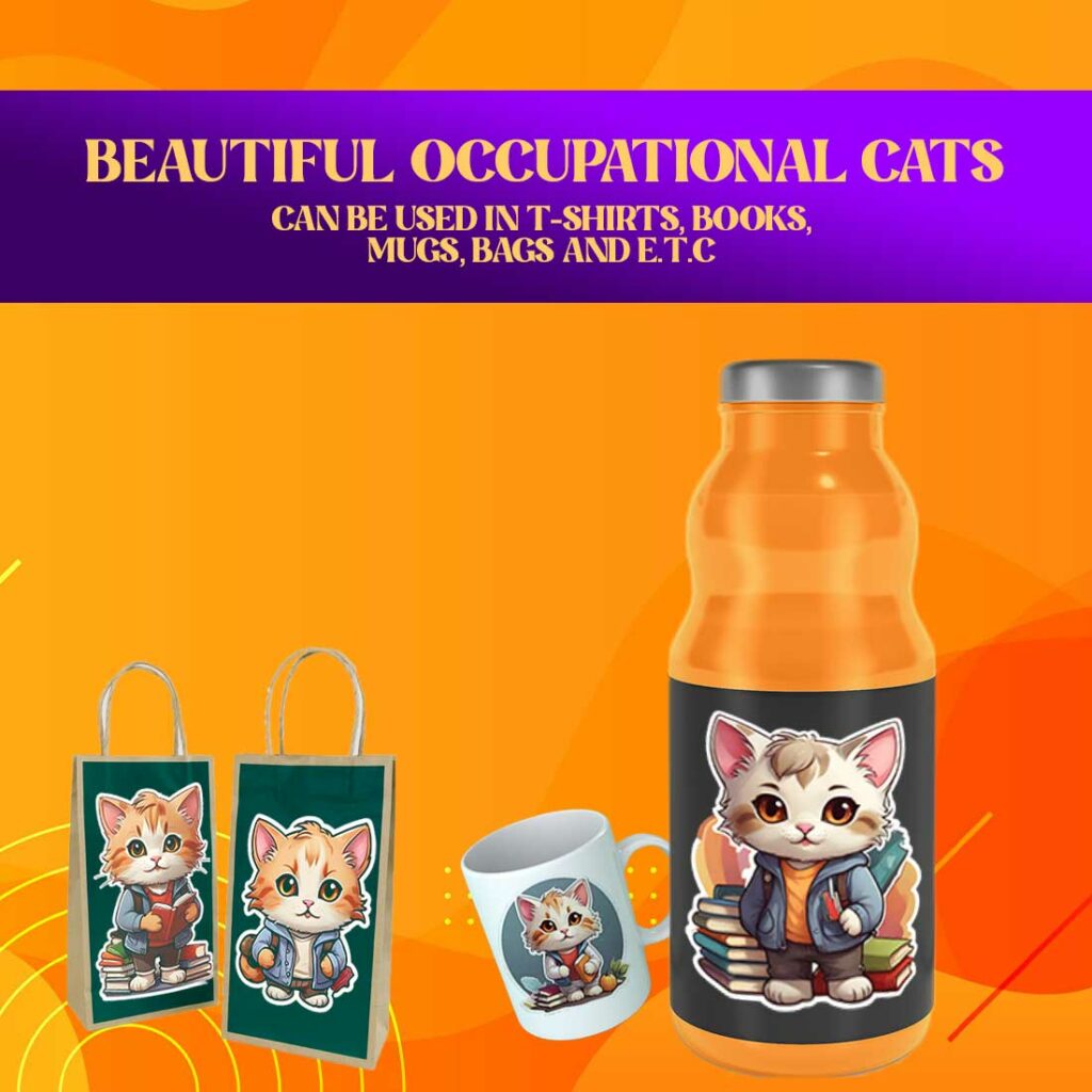 Cute Student Cat Stickers PNG’s - MasterBundles
