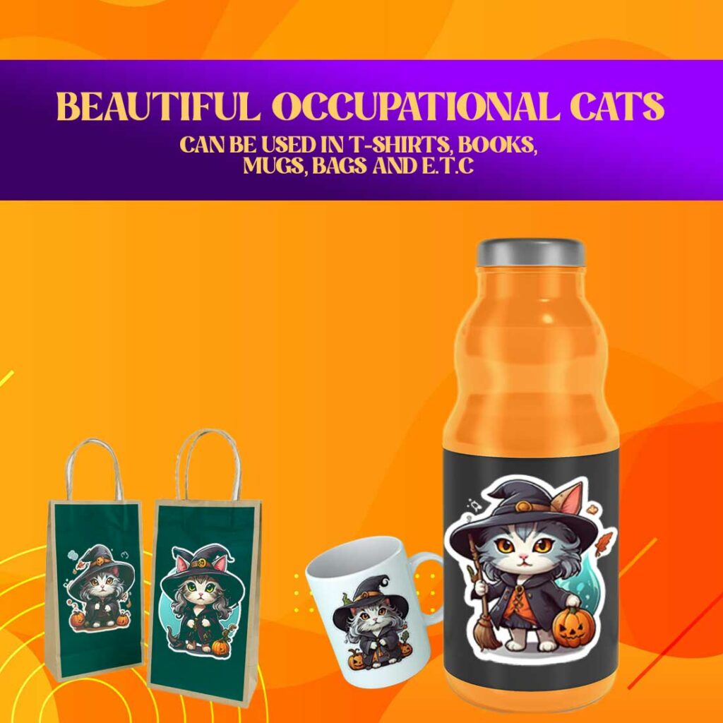 Cute Witch Cat Stickers PNG’s - MasterBundles