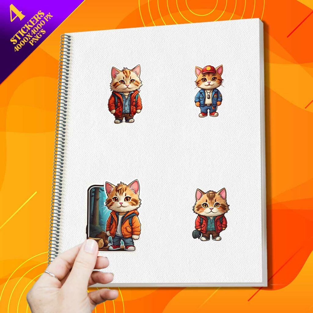 Cute Lumber Cat Stickers PNG’s - MasterBundles