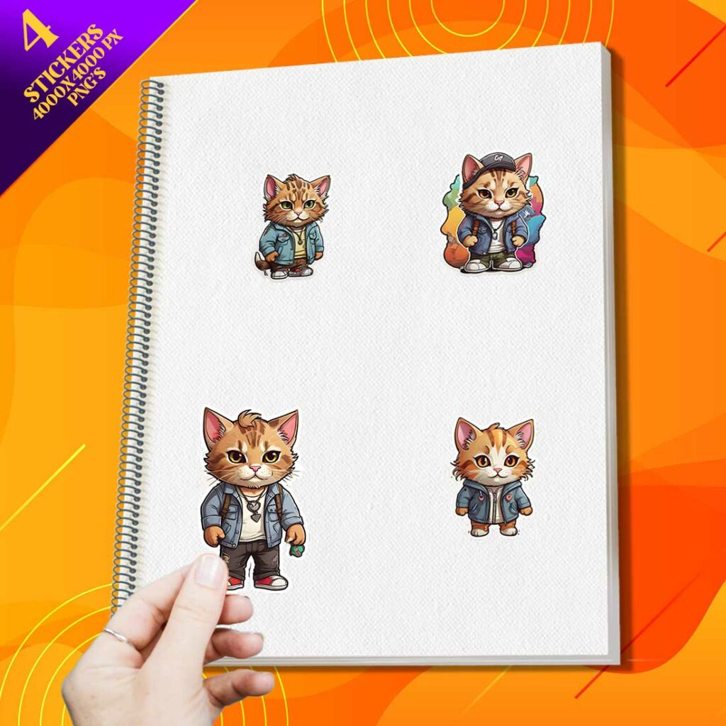 Cute GTA Stylish Cat Stickers PNG’s - MasterBundles