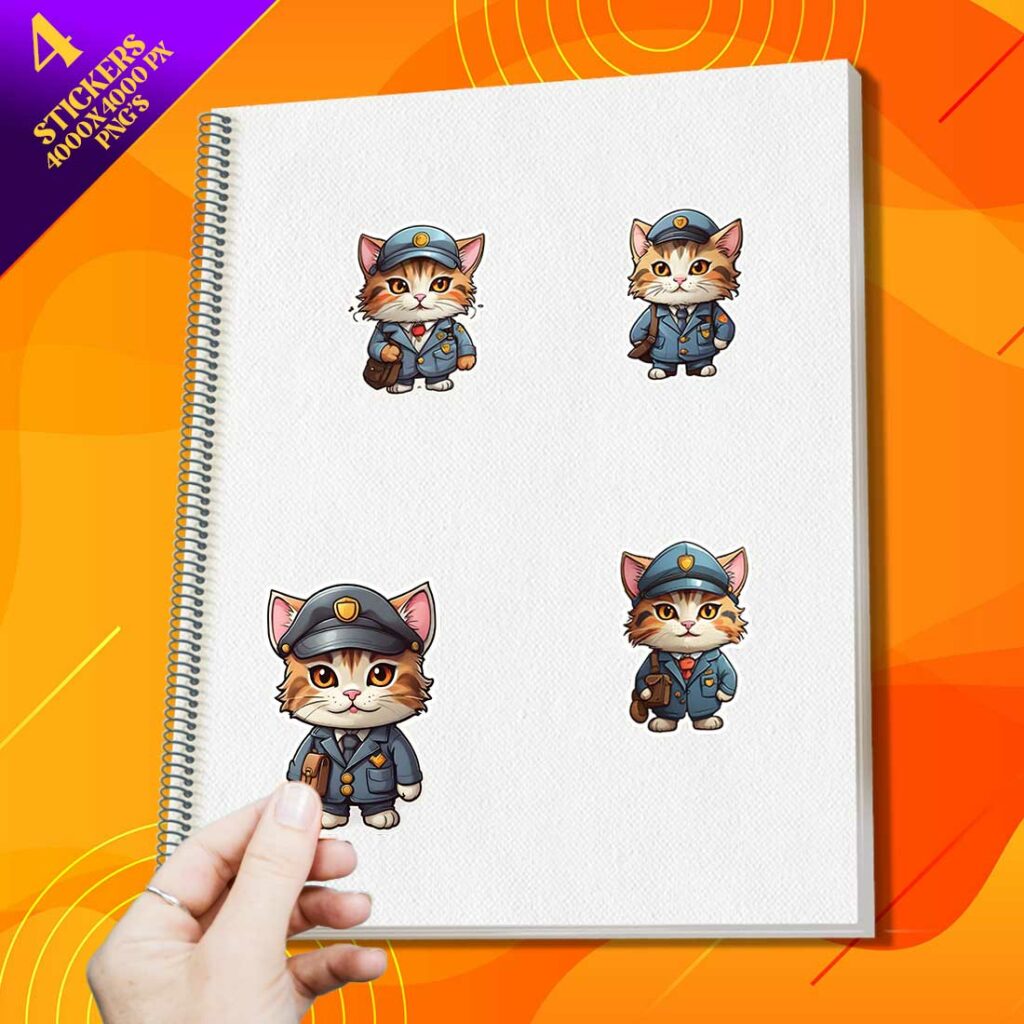 Cute Postman Cat Stickers PNG’s - MasterBundles