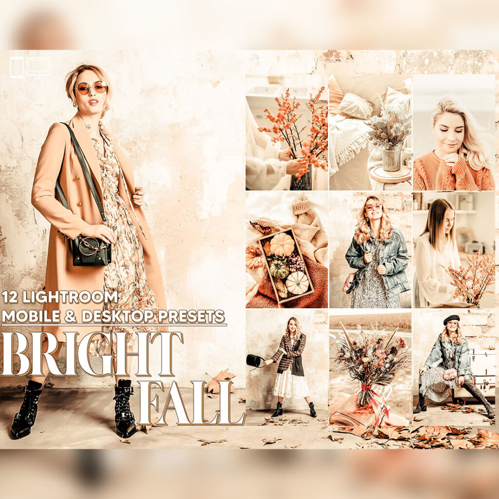 12 Bright Fall Lightroom Presets, Autumn Mobile Preset, Light Orange ...