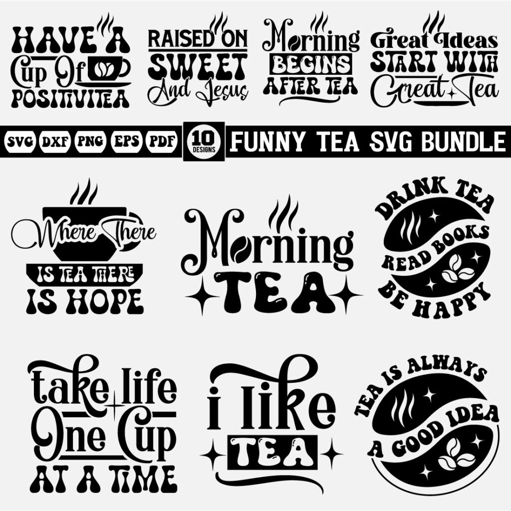 Funny Tea Quotes Svg Bundle - MasterBundles