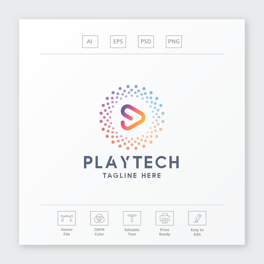 Media Play Tech Logo - MasterBundles
