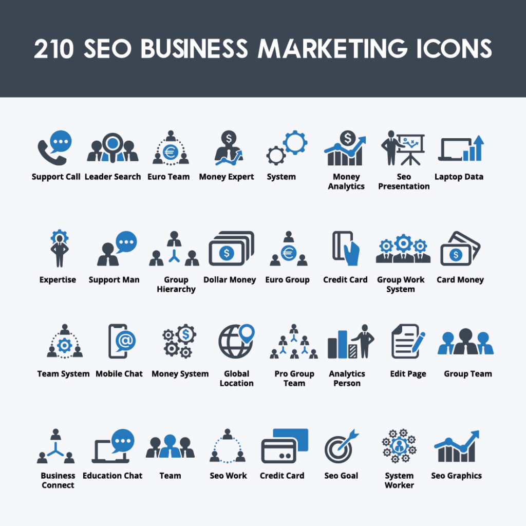 210 Seo Business Marketing Icons - MasterBundles