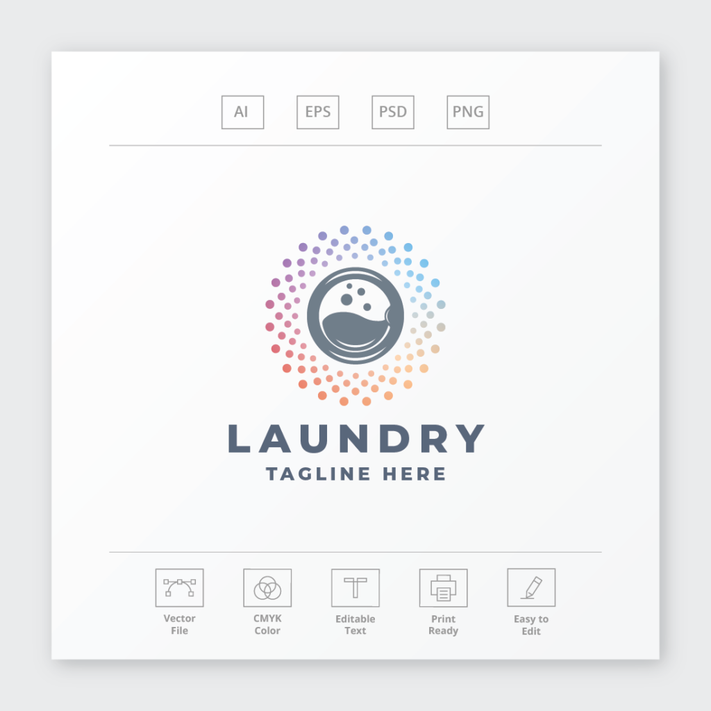 Laundry Clean Service Tech Logo - MasterBundles