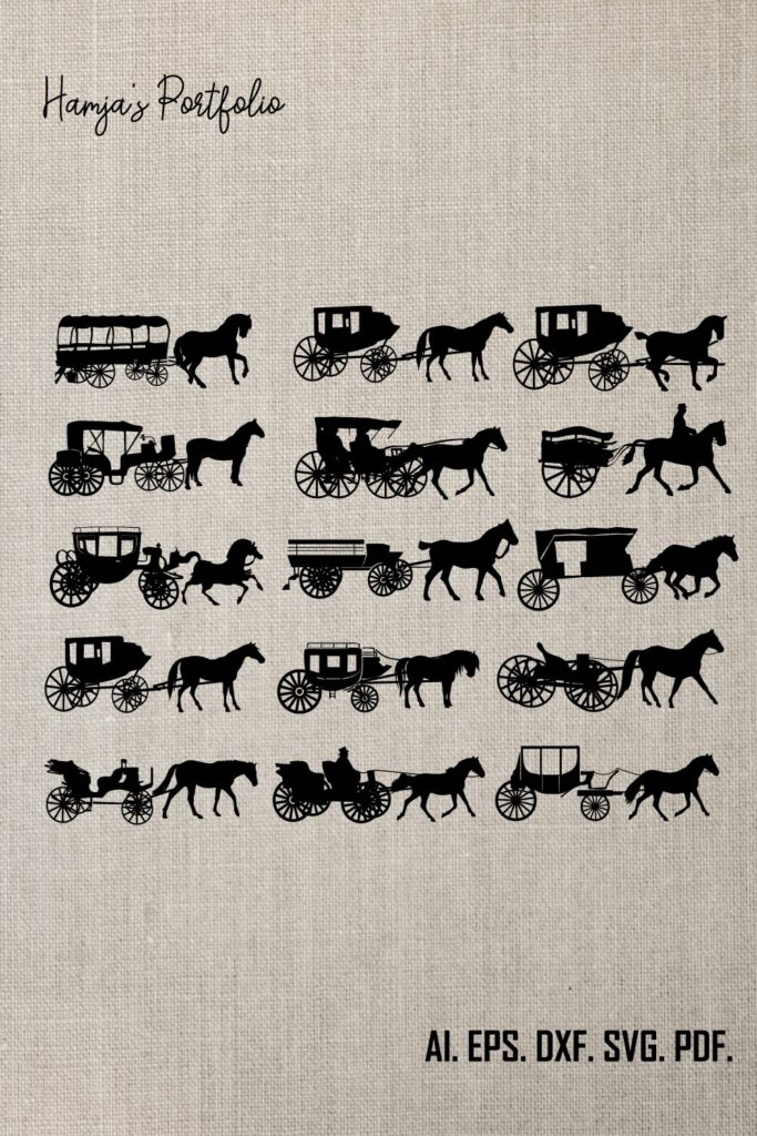 Horse Carriages Silhouettes,Carriage Silhouette svg,Disney Carriage svg ...