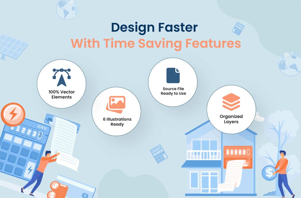 Illustration of Balanced Electricity Use Design - MasterBundles