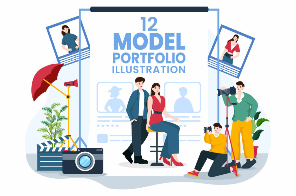 12 Model Portfolio Illustration - MasterBundles