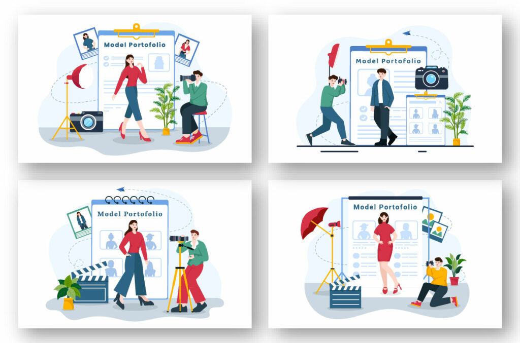 12 Model Portfolio Illustration - MasterBundles