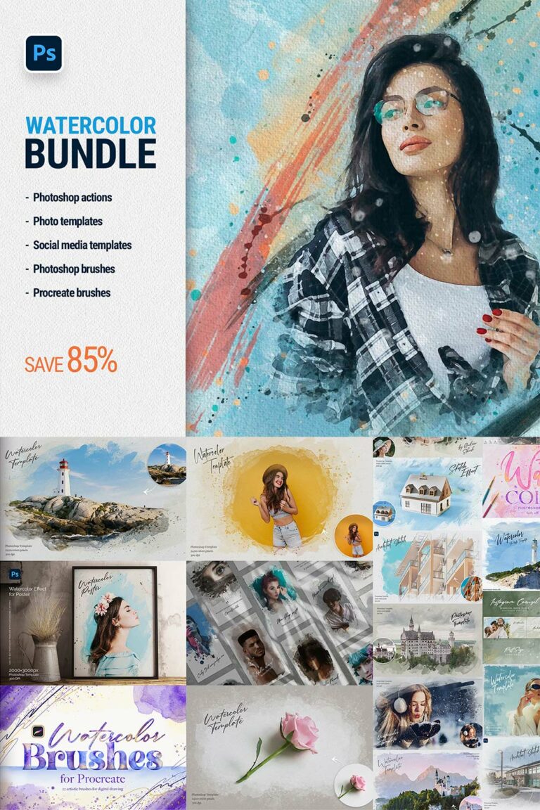 Watercolor Assets Bundle - MasterBundles