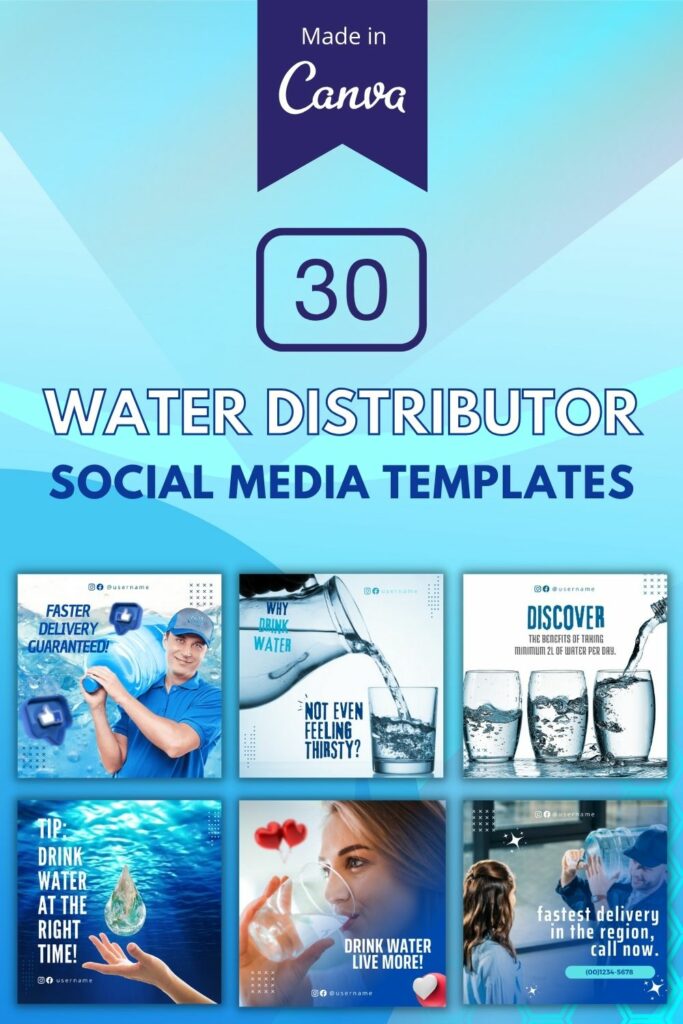 30 Water Distributor Canva Templates For Social Media - MasterBundles
