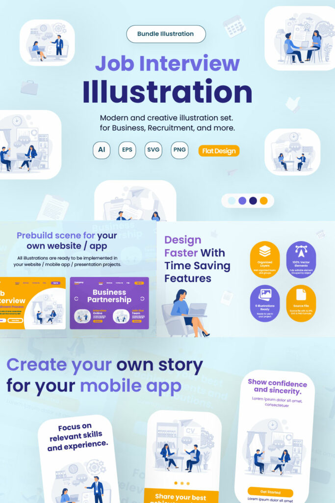 Job Application Interview Kit UI Illustration for Web App ...