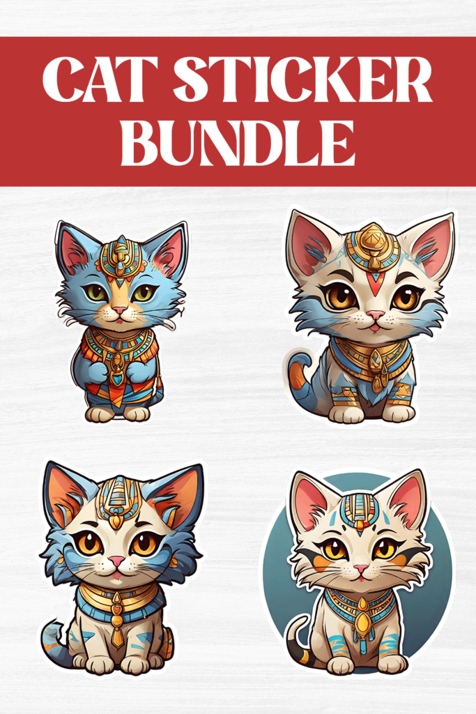 Cute Egyptian Cultural Cat Stickers PNG’s - MasterBundles