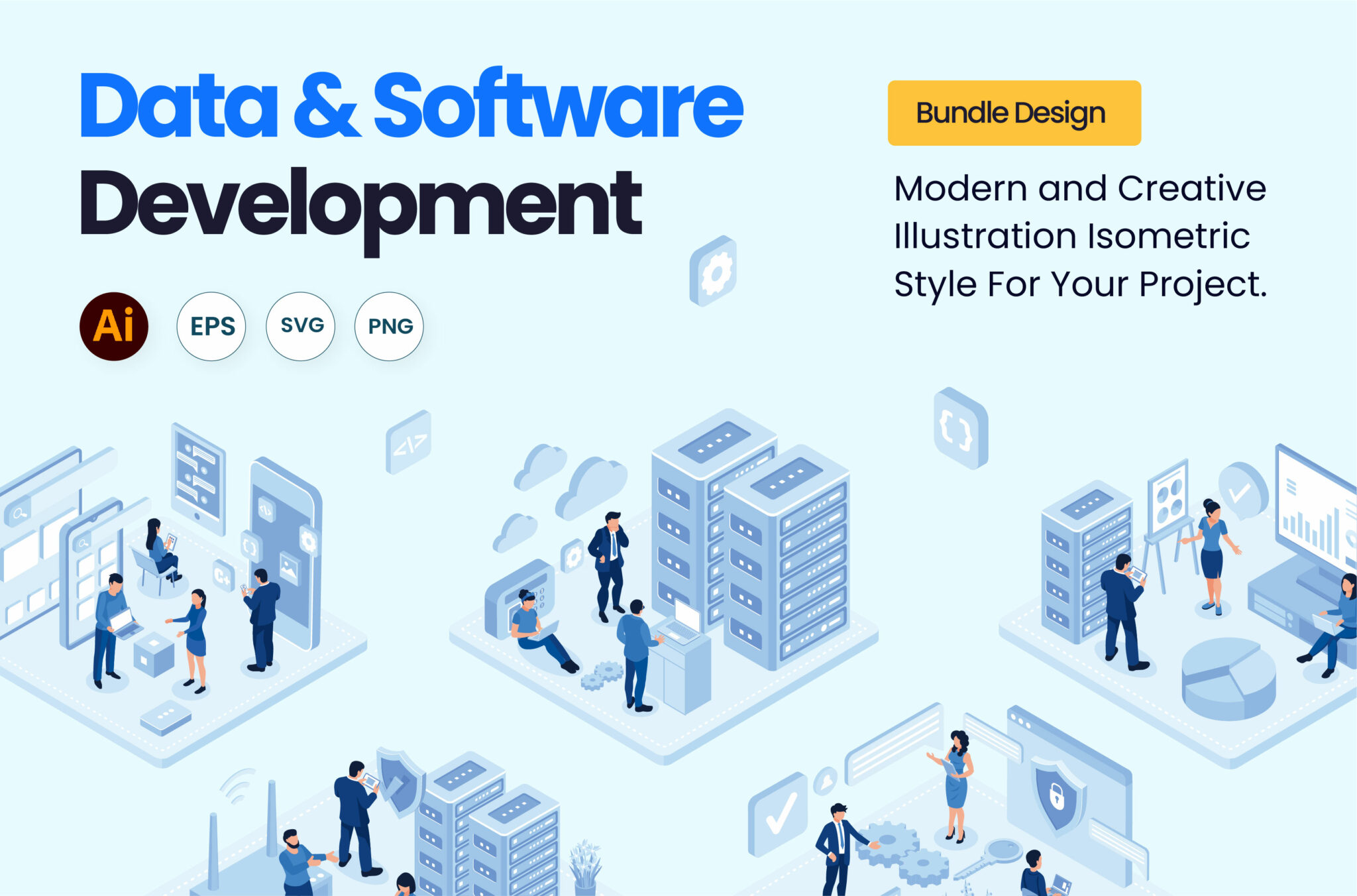 Illustration Design Related to Data Storage & Software Development ...