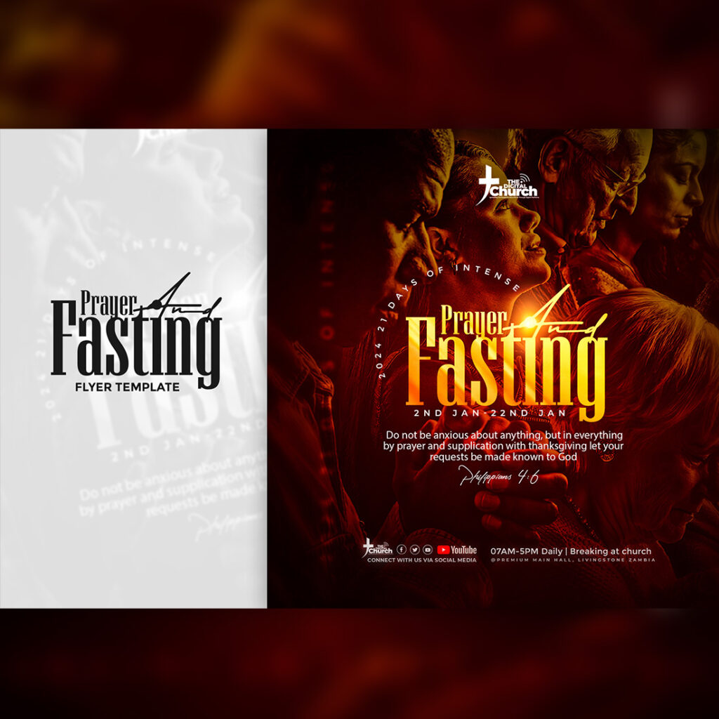 Prayer and fasting program flyer template - MasterBundles