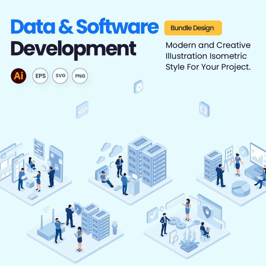 Illustration Design Related To Data Storage And Software Development Masterbundles