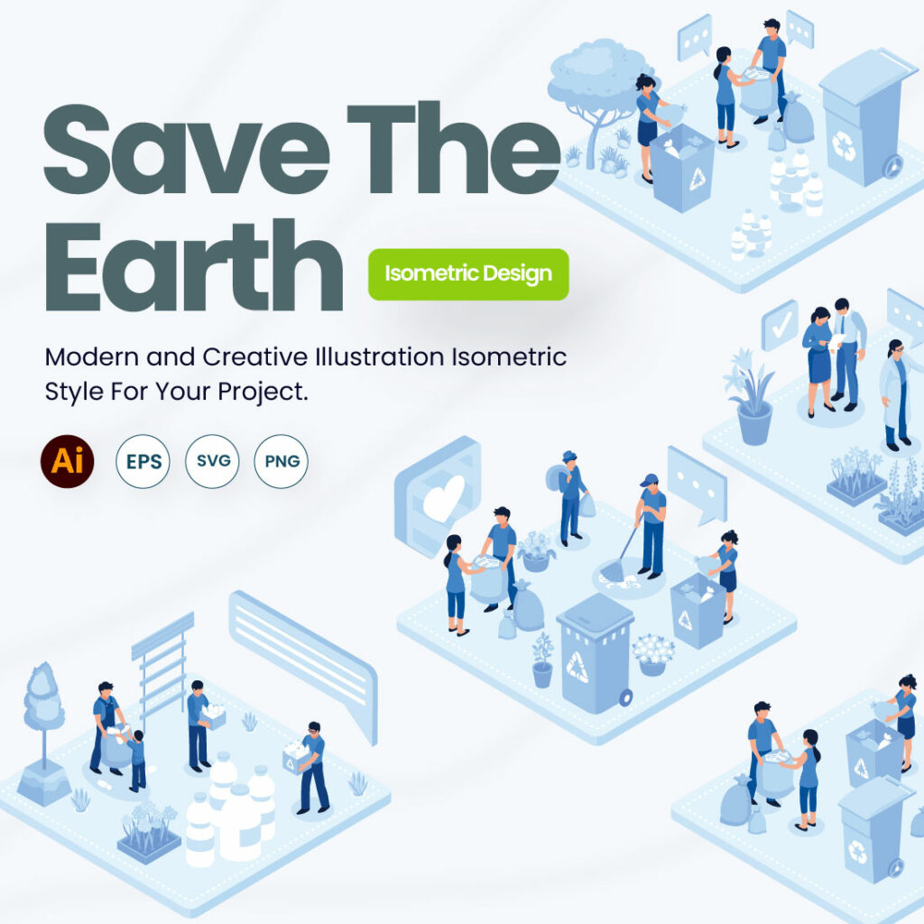 Illustration of Prevention of Pollution & Global Warming - MasterBundles