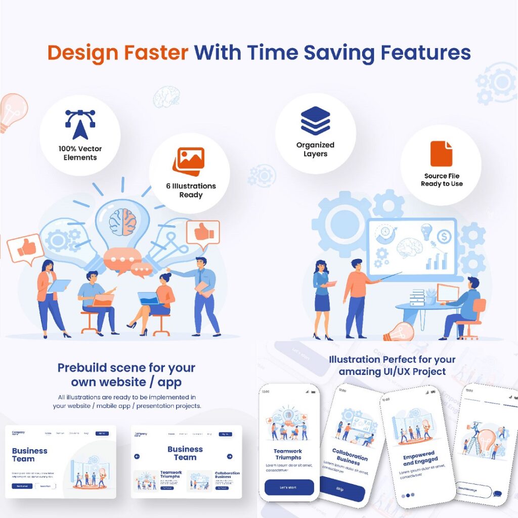Illustration of Business Collaboration & New Ideas - MasterBundles