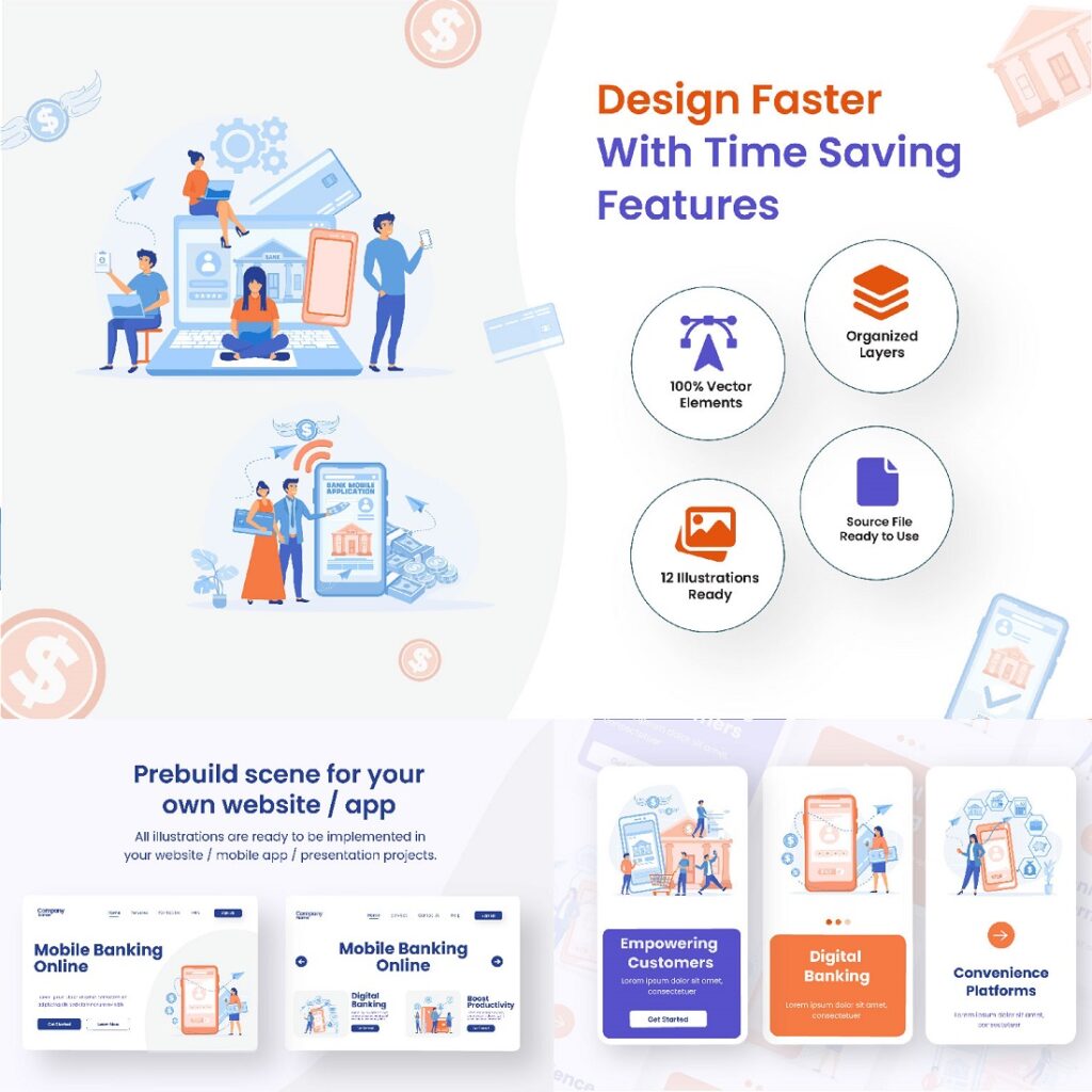 Mobile Banking Service Illustration Design - MasterBundles