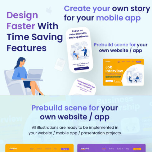 Job Application Interview Kit UI Illustration for Web App ...