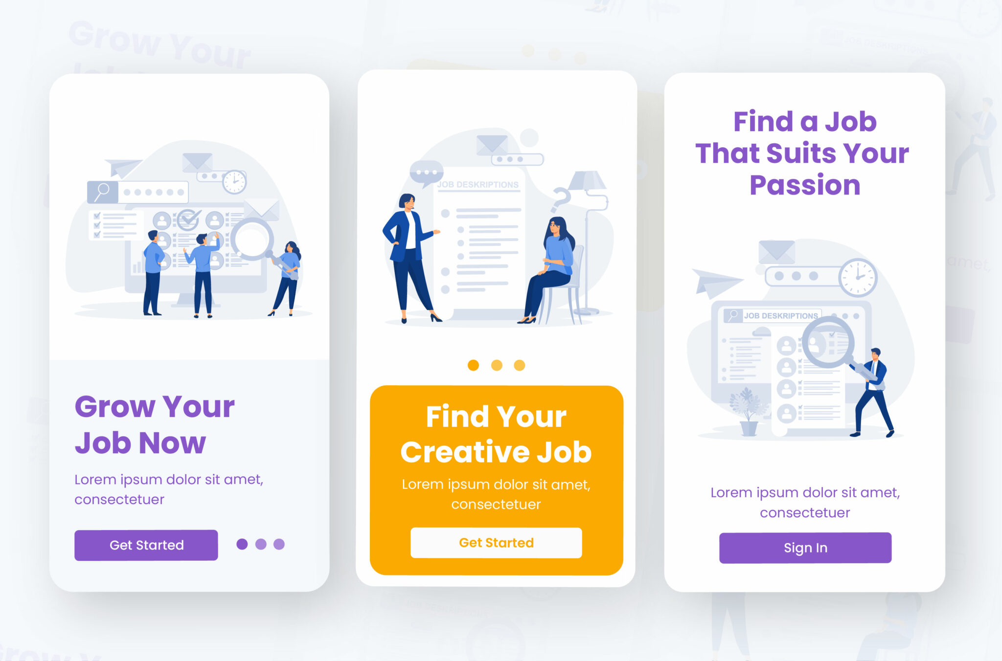 Online Job Search and Recruitment UI Design Illustration for Web Apps ...