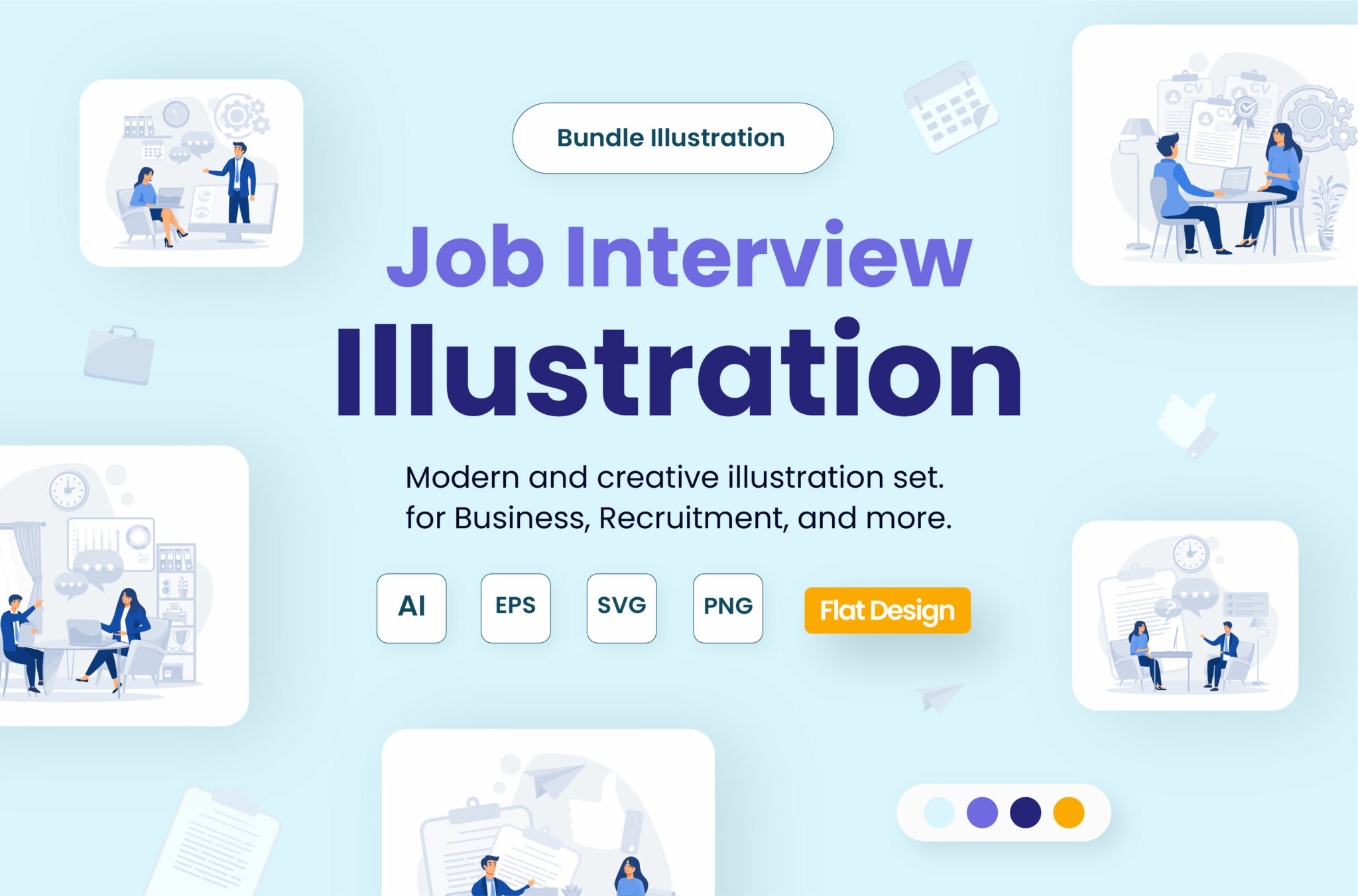 Job Application Interview Kit UI Illustration for Web App ...