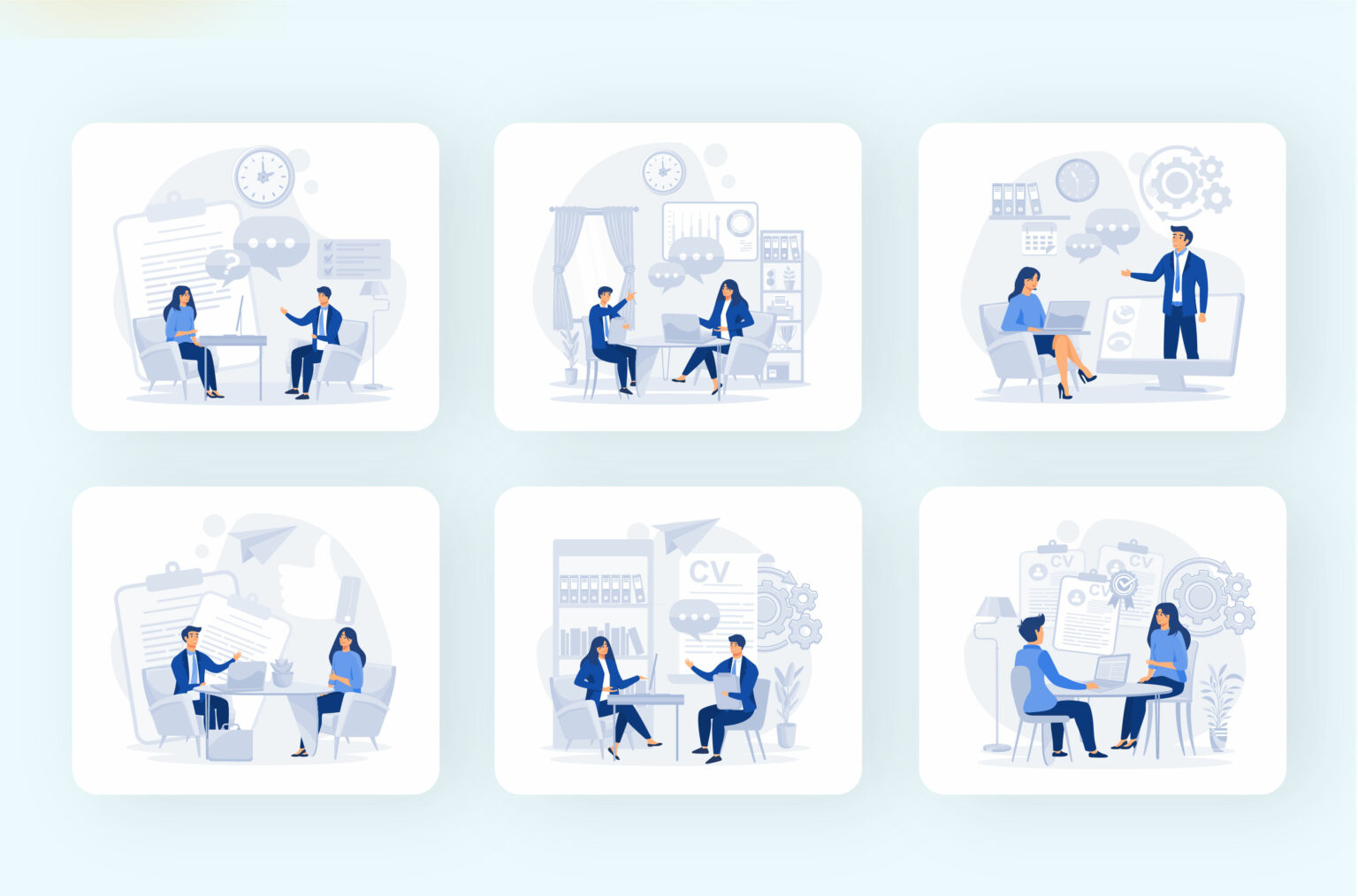 Job Application Interview Kit UI Illustration for Web App ...