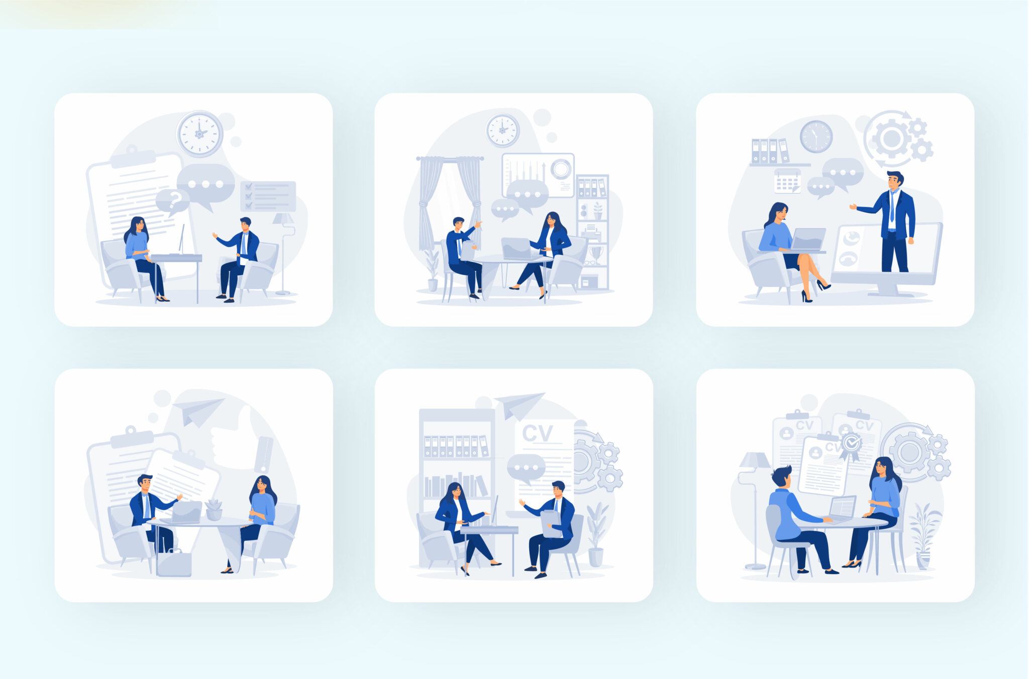 Job Application Interview Kit UI Illustration for Web App ...