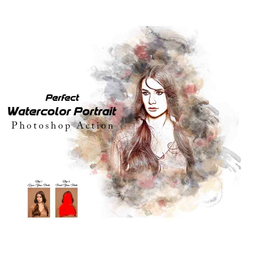 Perfect Watercolor Portrait Photoshop Action - MasterBundles