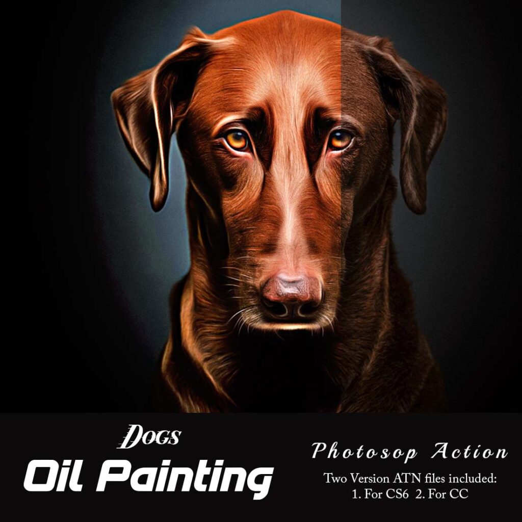 Dogs Oil Painting Photoshop Action - MasterBundles