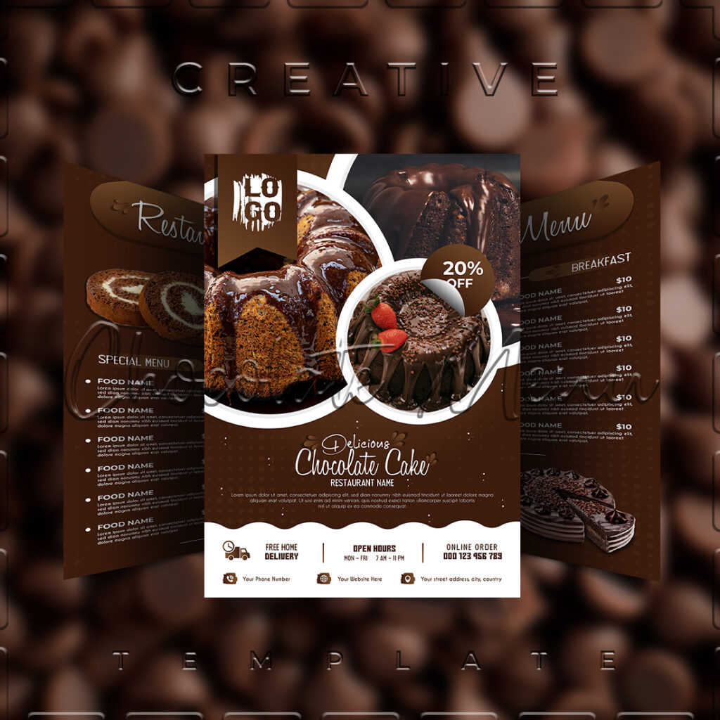 Restaurant cake menu Template - MasterBundles