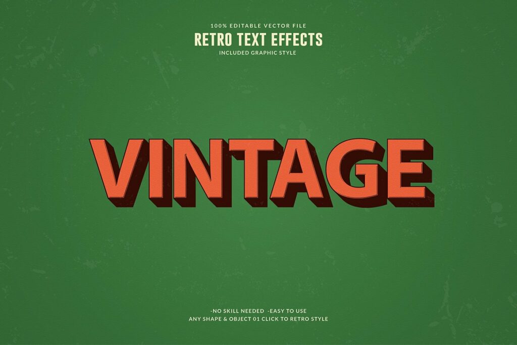Editable Retro Vector Text Effect - MasterBundles