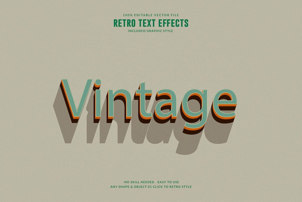 Editable Retro Vector Text Effect - MasterBundles
