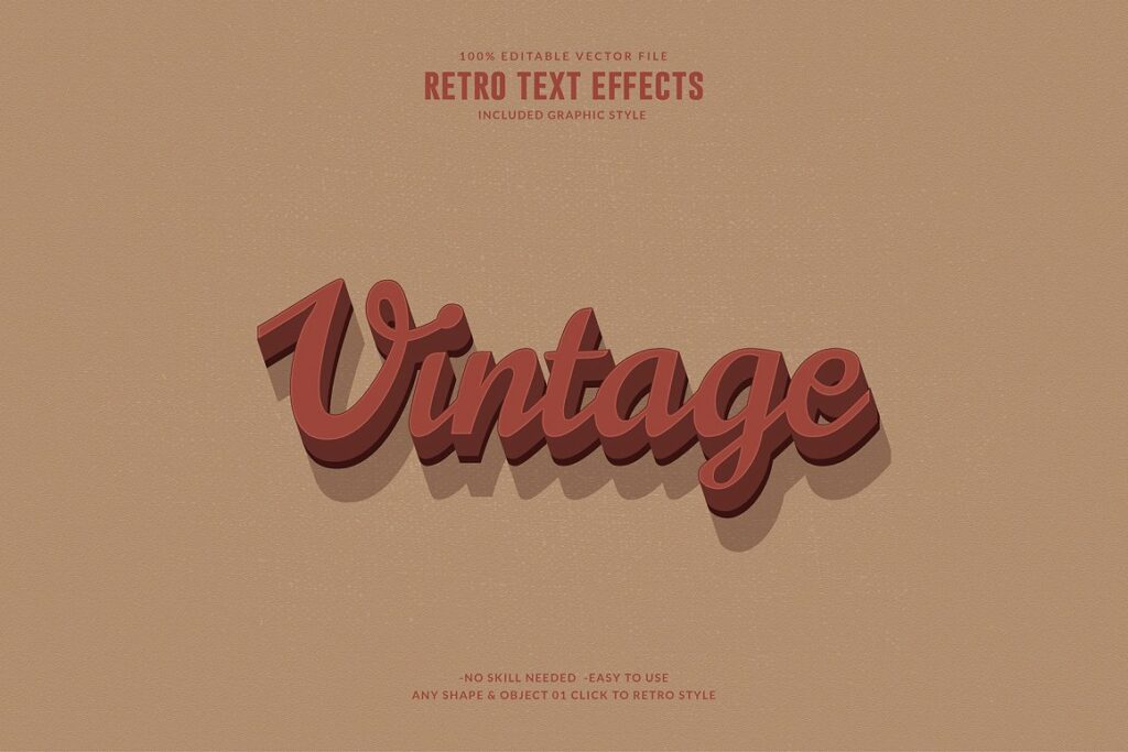 Editable Retro Vector Text Effect - MasterBundles