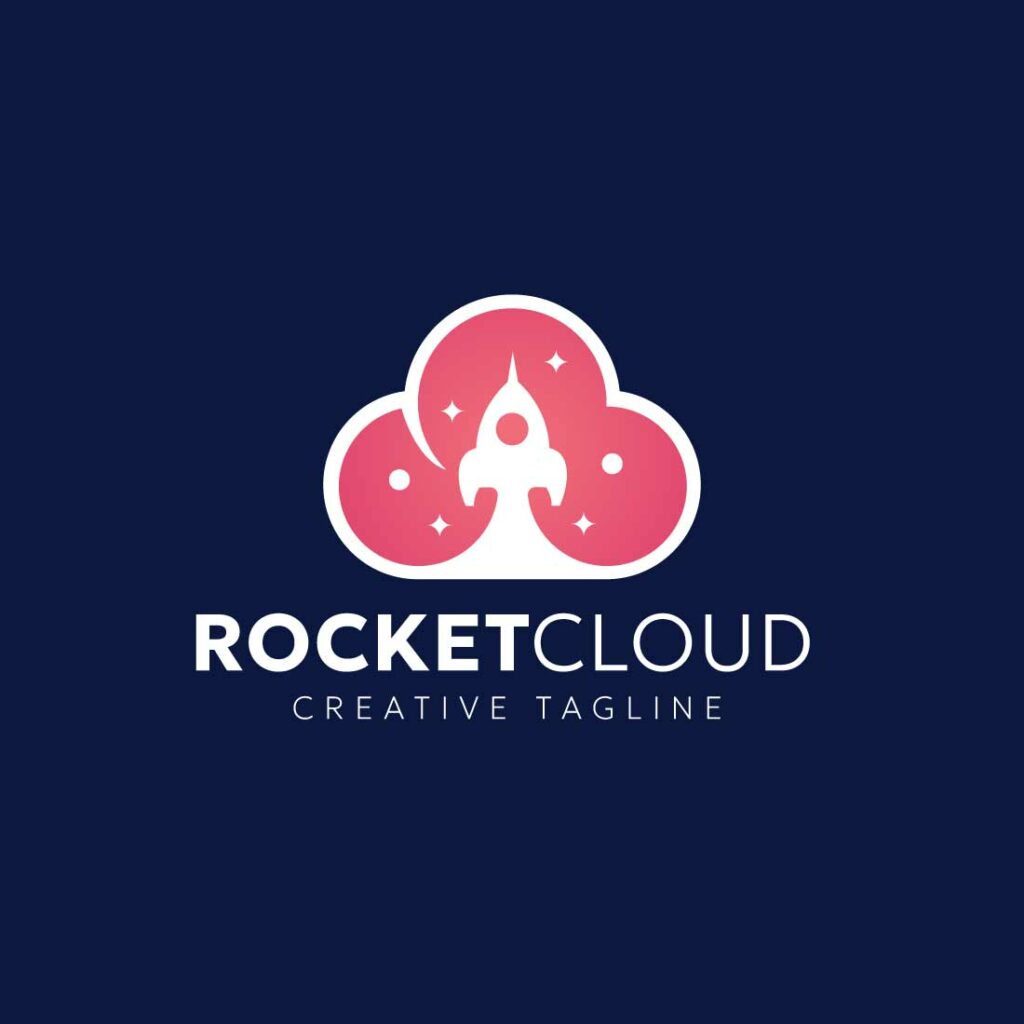 rocket cloud logo design cloud tech logo design - MasterBundles