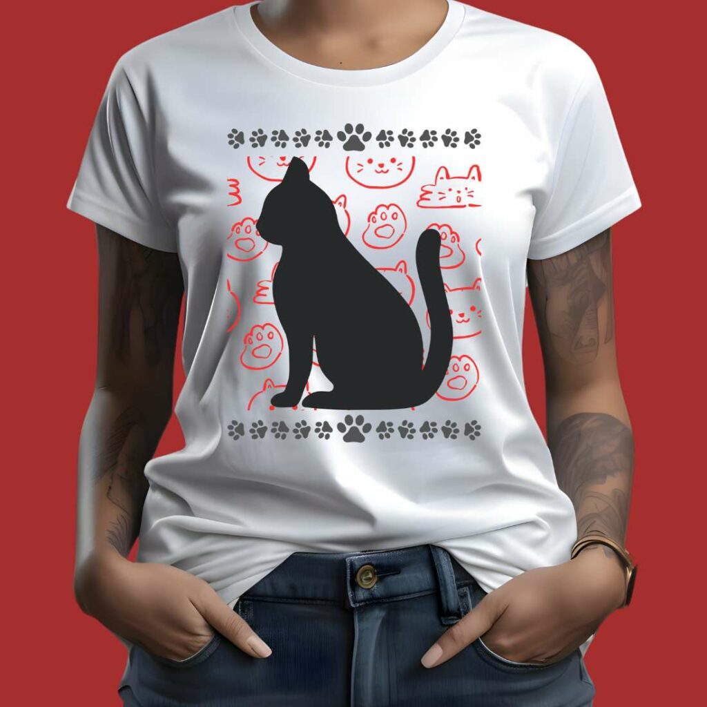 Cat Design T-Shirt - MasterBundles