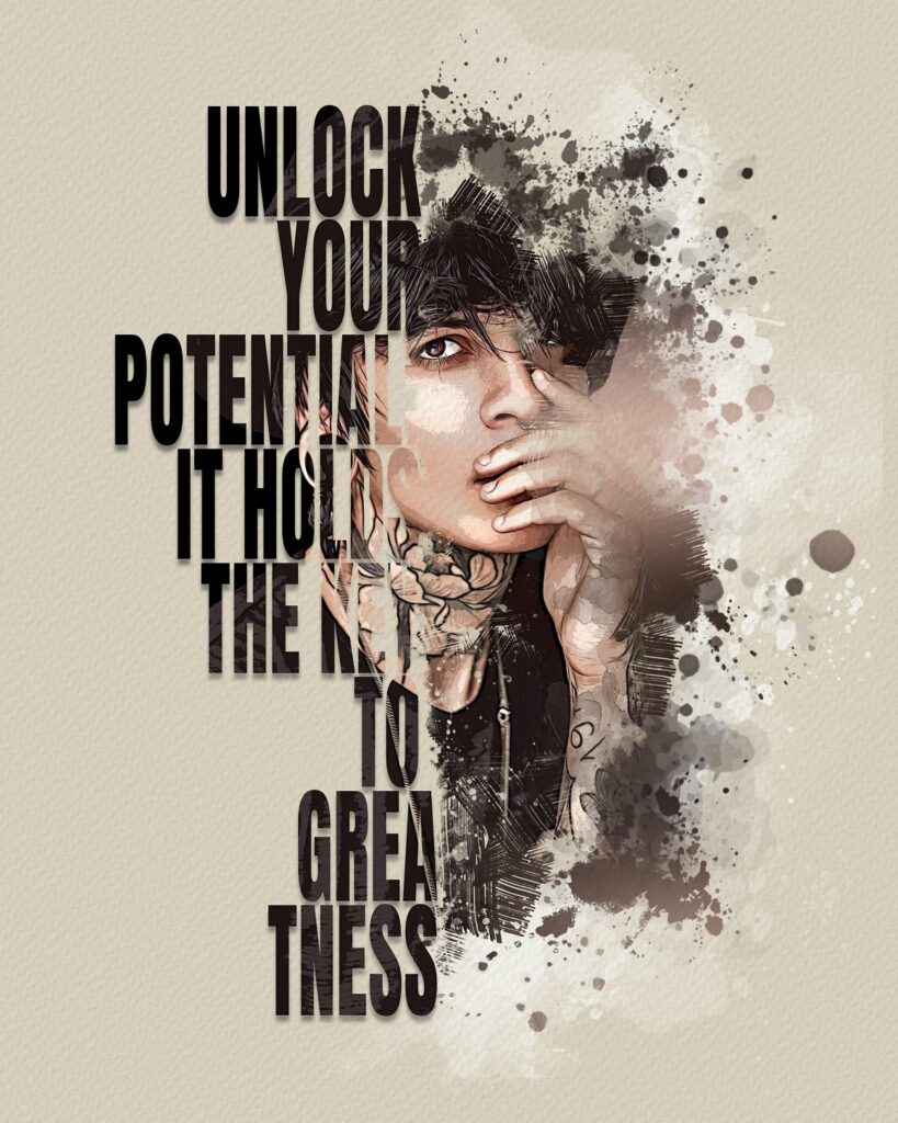 Text Masking Portrait Photo Painting - MasterBundles