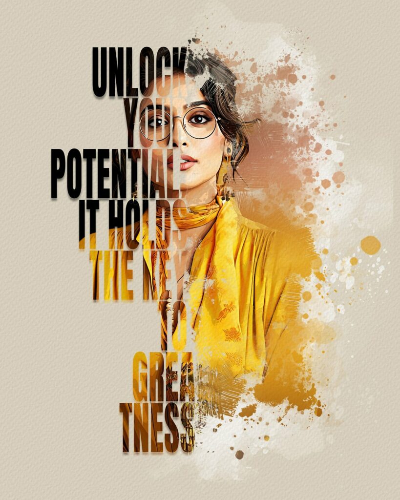 Text Masking Portrait Photo Painting - MasterBundles