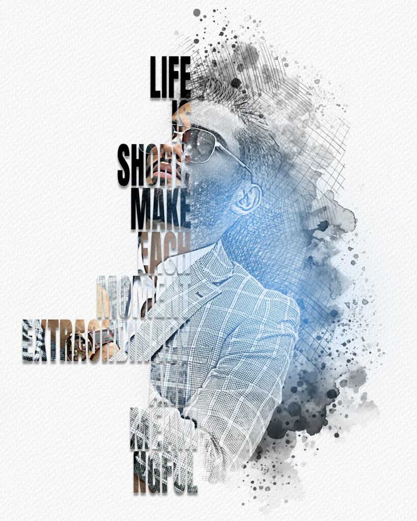 Text Masking Portrait Photo Painting - MasterBundles