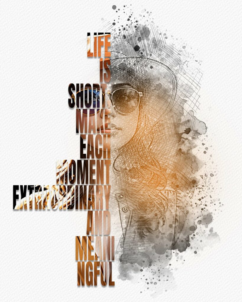 Text Masking Portrait Photo Painting - MasterBundles