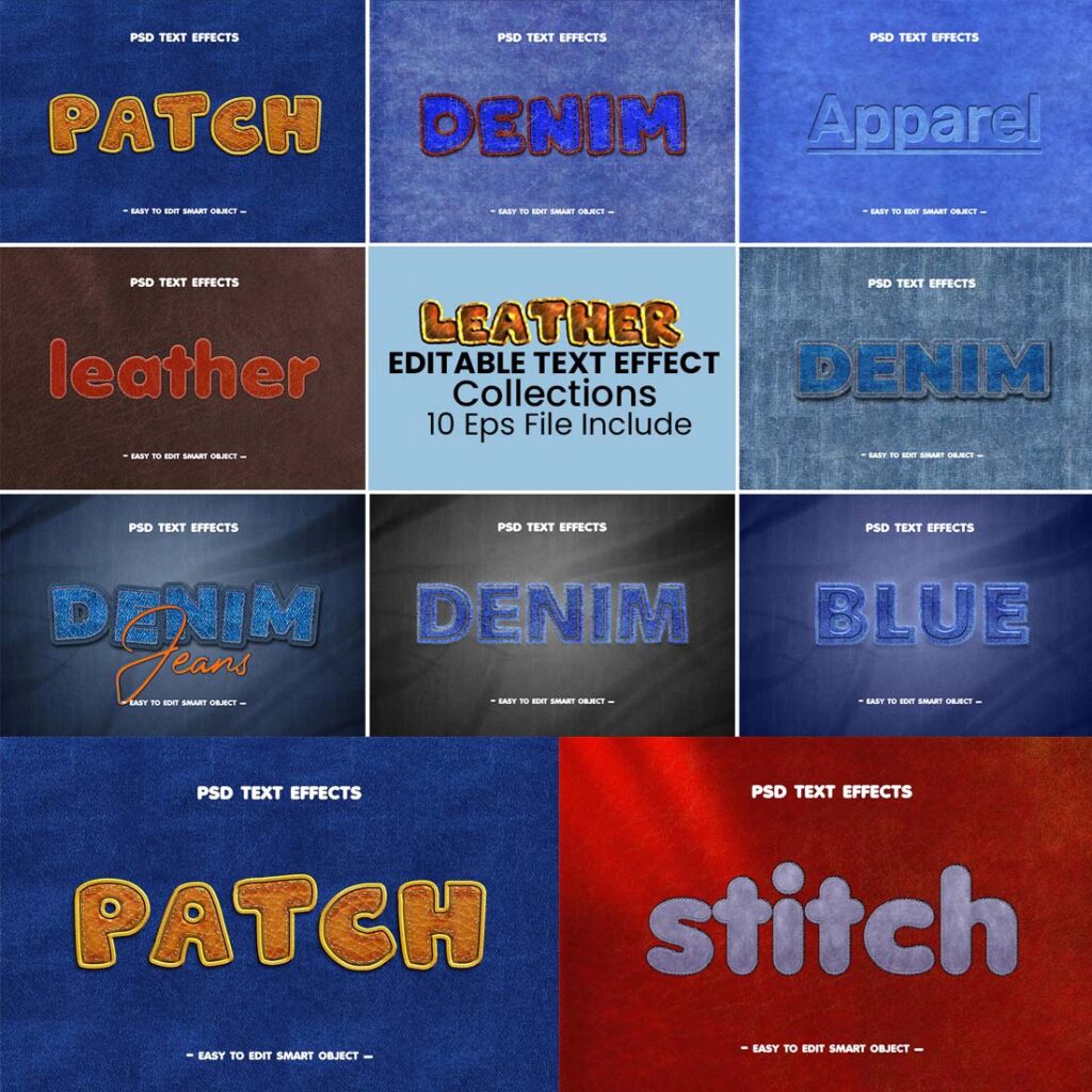 Editable Leather Text Effect Bundle - MasterBundles