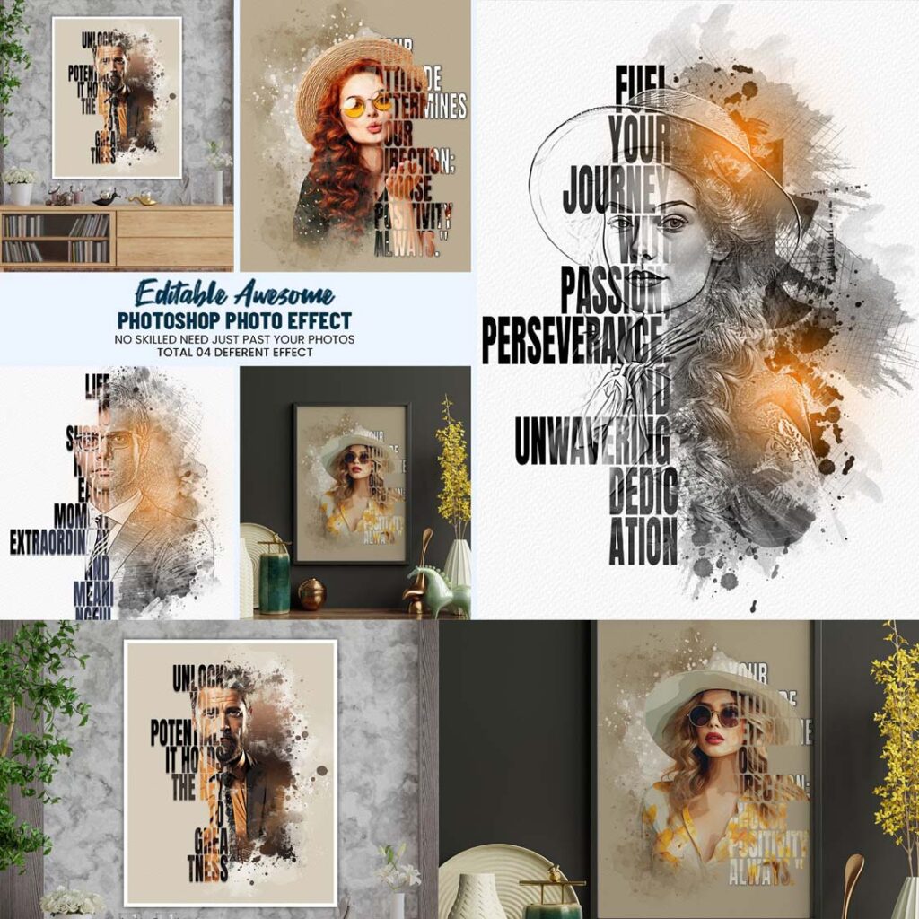 Text Masking Portrait Photo Painting - MasterBundles