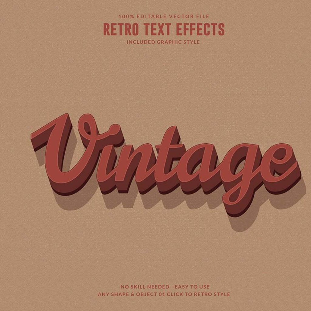 Editable Retro Vector Text Effect - MasterBundles