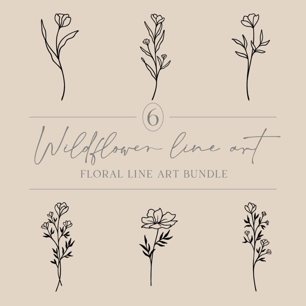 Floral Flower Liner Art Illustration - MasterBundles