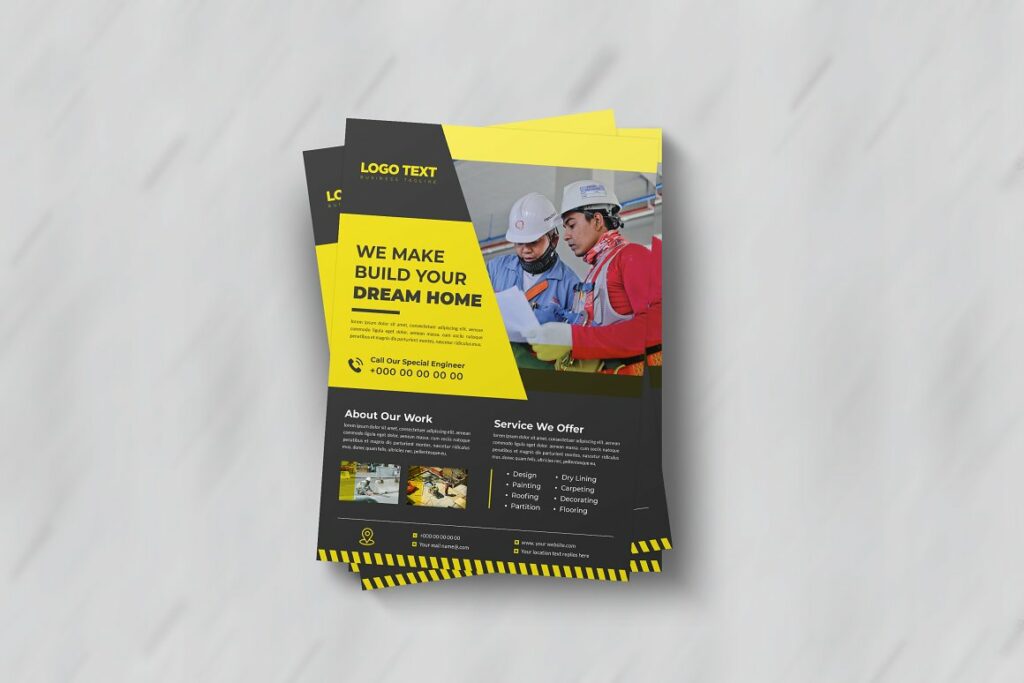 Construction Company Flyer Design - MasterBundles