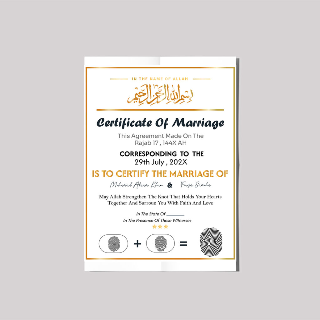 Certificate Of marriage for Islamic Verify - MasterBundles