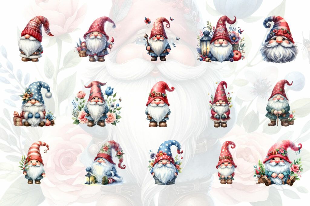 Cute Watercolor Gnome 54 PNG Clipart Collection - MasterBundles